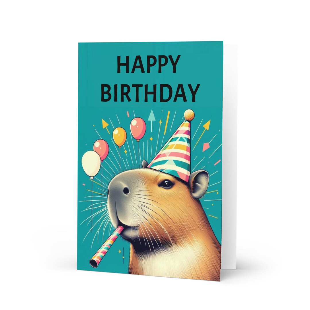 Capybara Birthday Card, Cute Cartoon Print, Happy Birthday! - Etsy