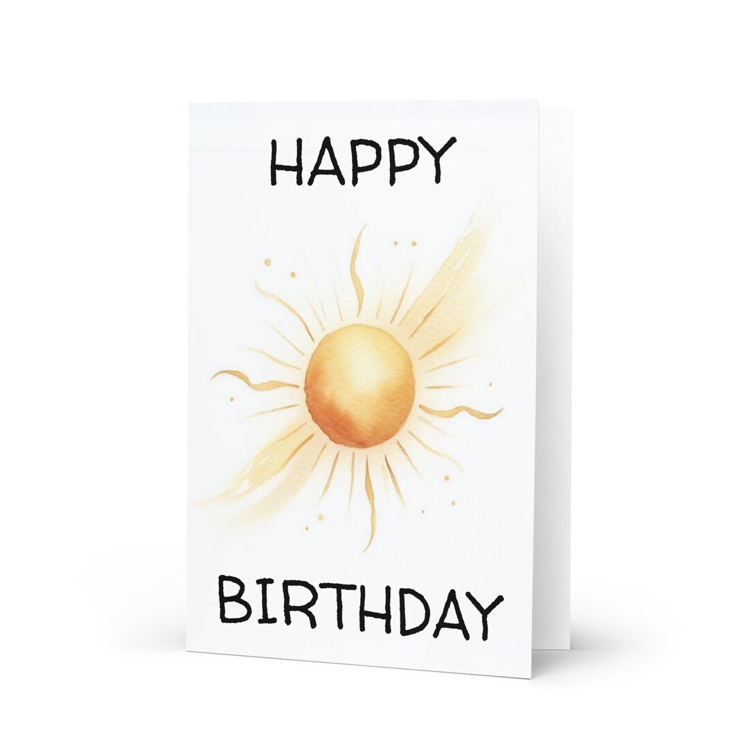 Sun Birthday Card, Greeting Card, Happy Birthday - Etsy