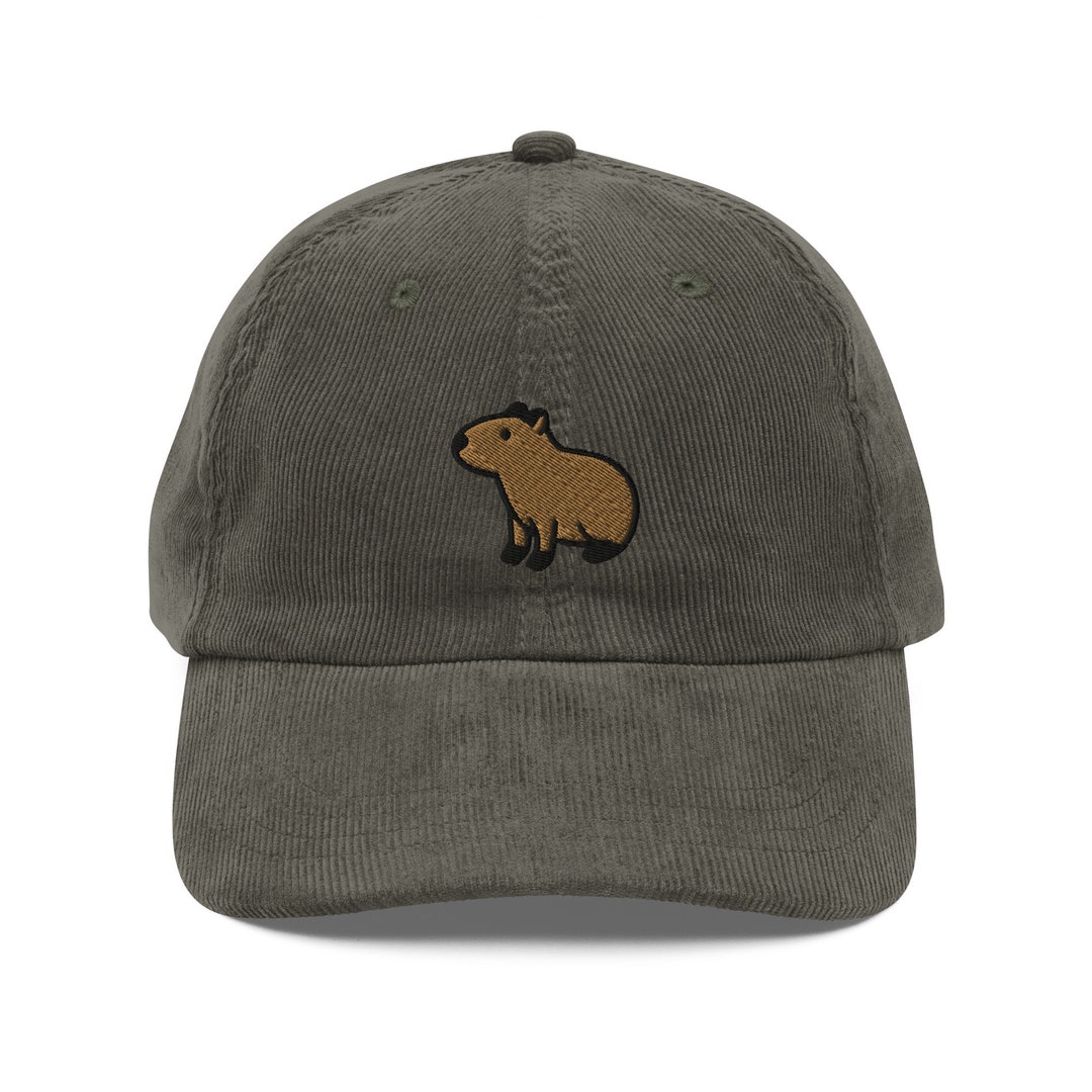 Capybara Hat, Vintage Corduroy Cap, Embroidery, Dad Hat, Handmade ...