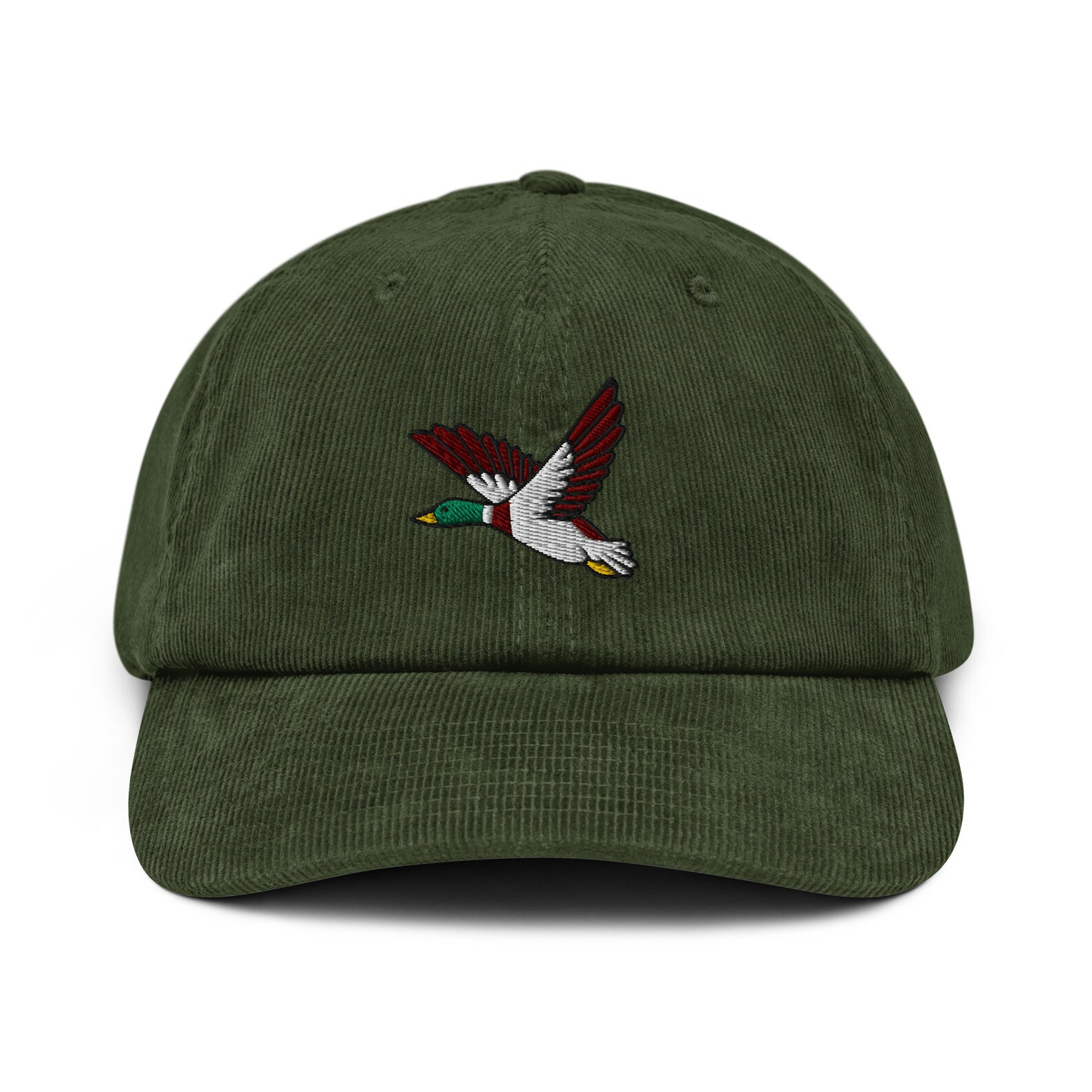 Mallard Duck Hat, Corduroy Hat, Embroidery, Dad Hat, Handmade ...