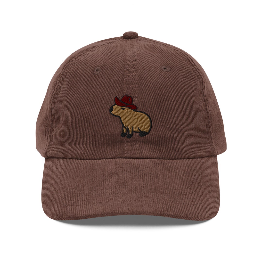 Capybara Cowboy Cap, Vintage Corduroy Cap, Embroidery, Dad Hat, Unisex ...