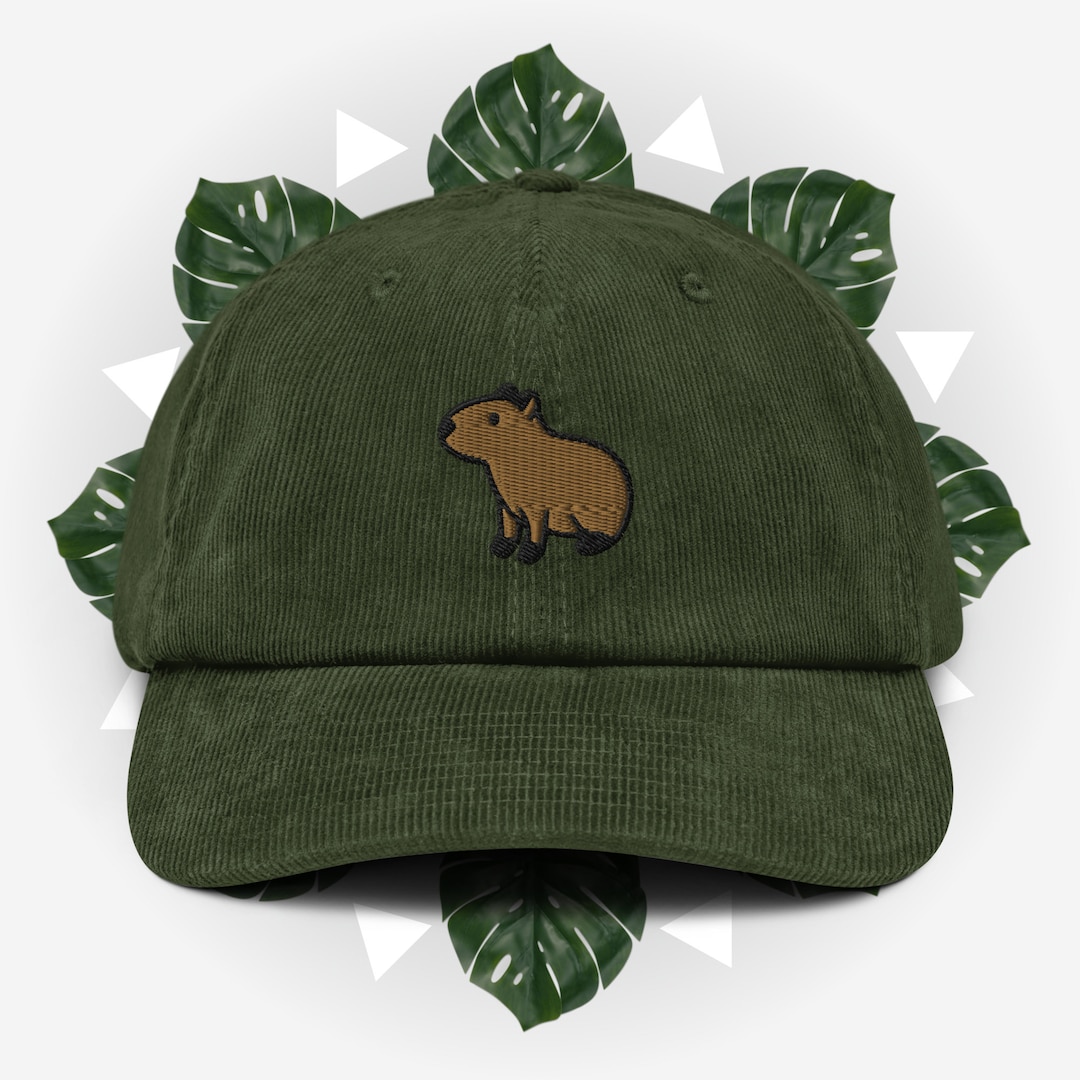 Capybara Hat, Corduroy Hat, Embroidery, Dad Hat, Handmade, Adjustable ...