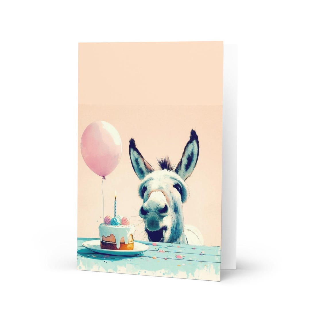 Birthday Card, Cute Donkey Print, Happy Birthday! - Etsy
