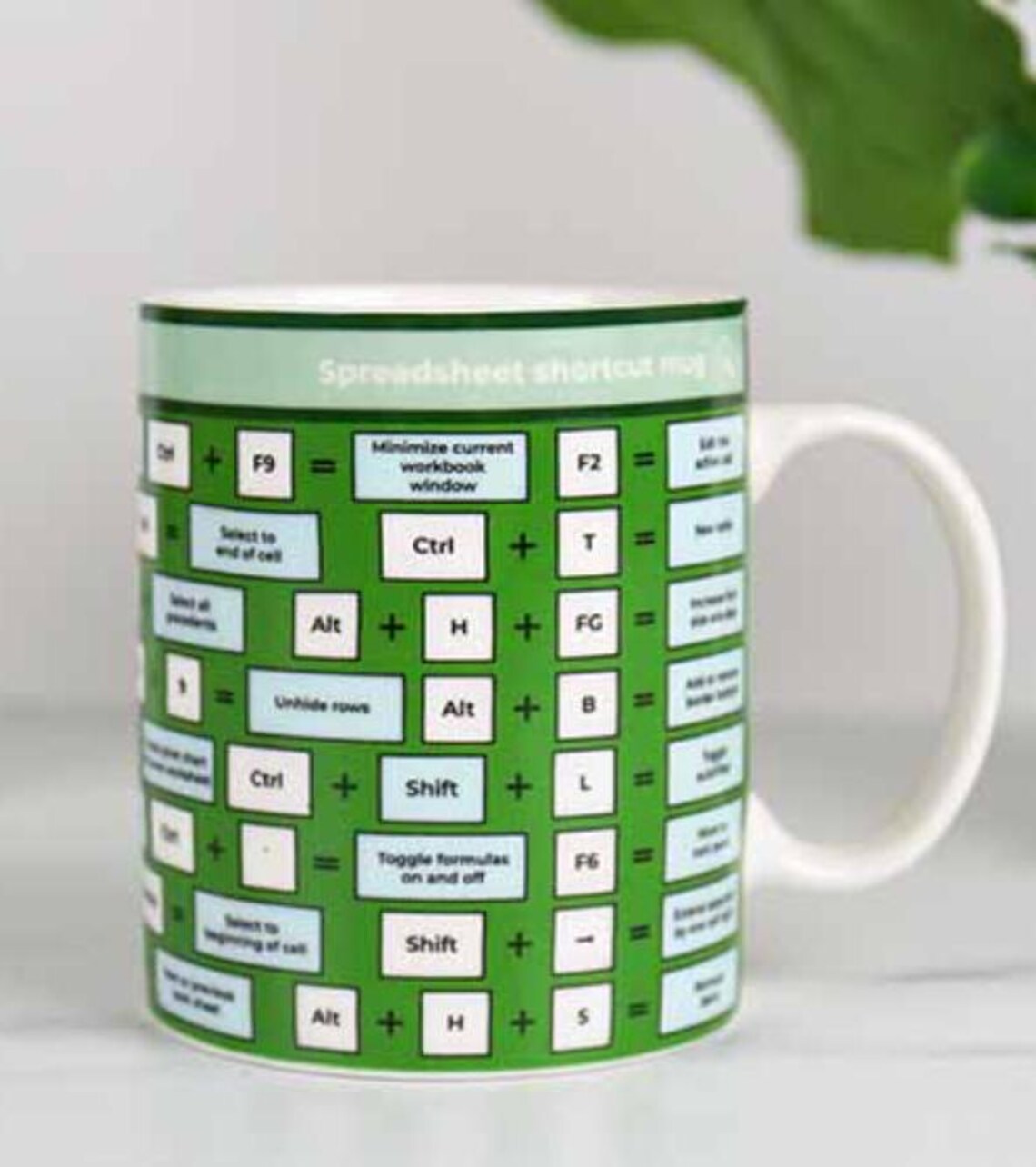 Excel Spreadsheet Shortcut Mug Tea Coffee Cup Office Novelty Birthday ...