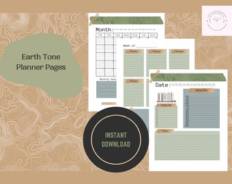Digital Daily Aesthetic Planner Printable Earth Tone Planner - Etsy UK