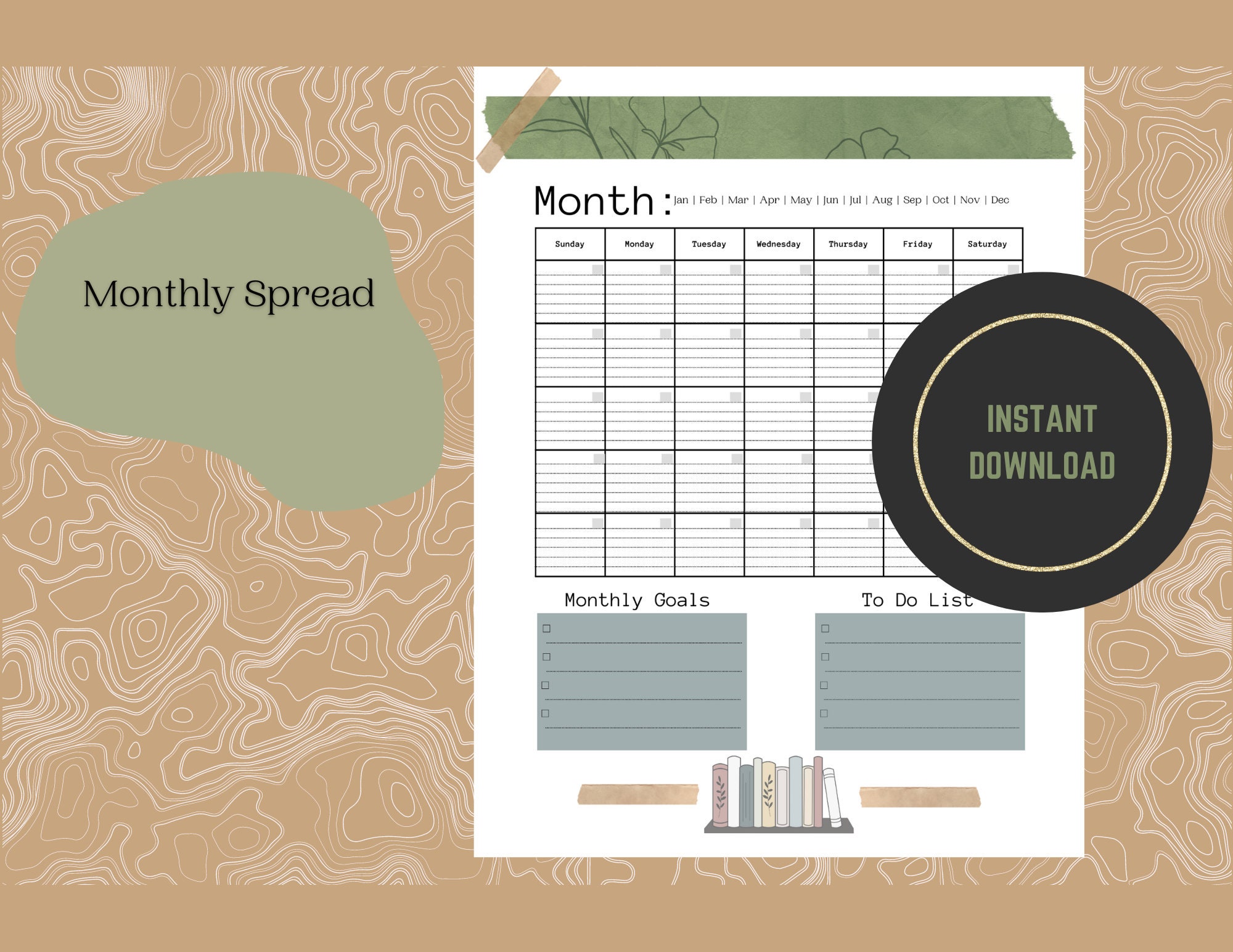 Earth Tone Planner Pagesdaily/weekly/monthly Spreads - Etsy