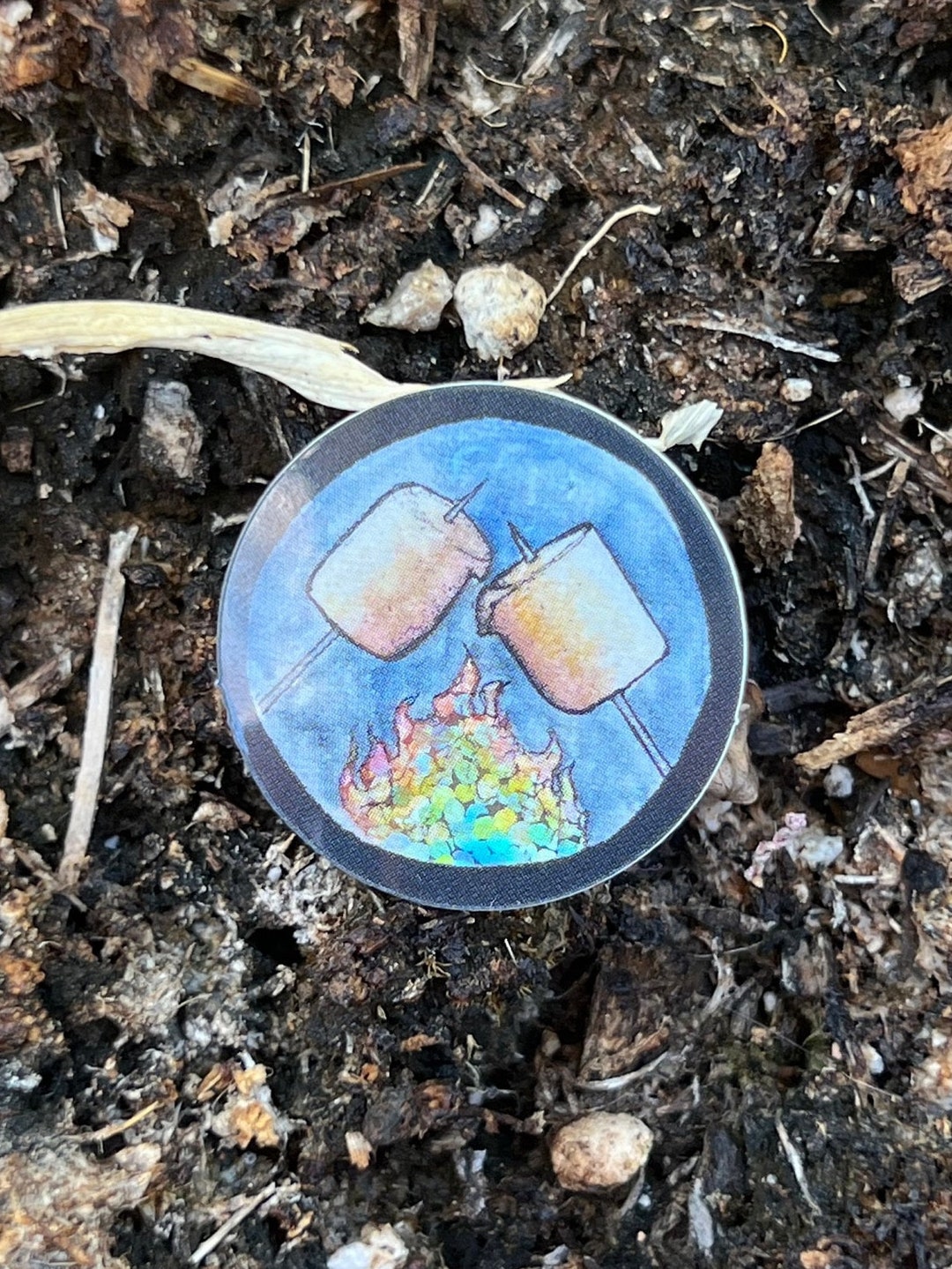 Roasting Marshmallows Glitter Patch Sticker - Etsy