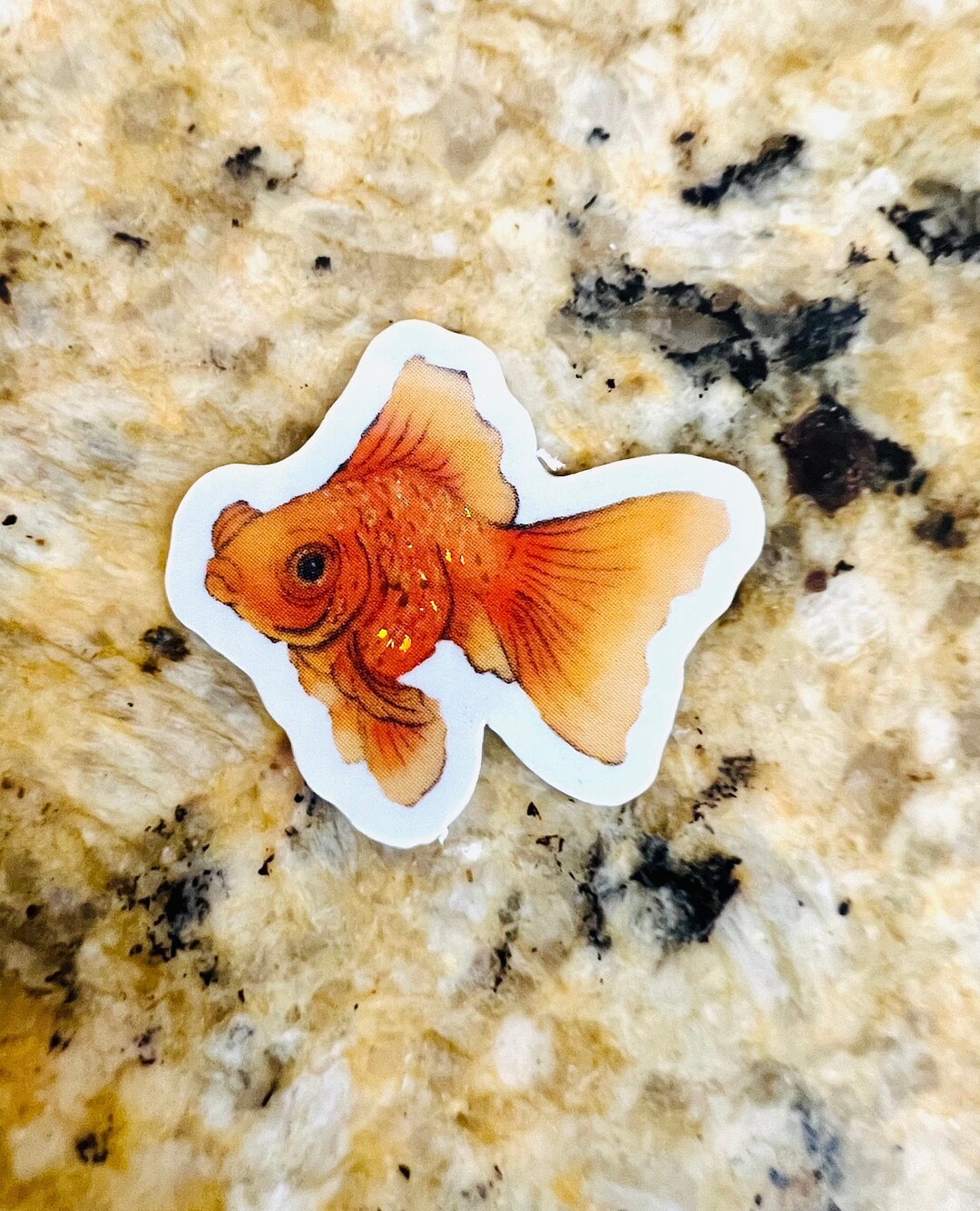 Mini Goldfish - Glitter Waterproof Sticker - Etsy