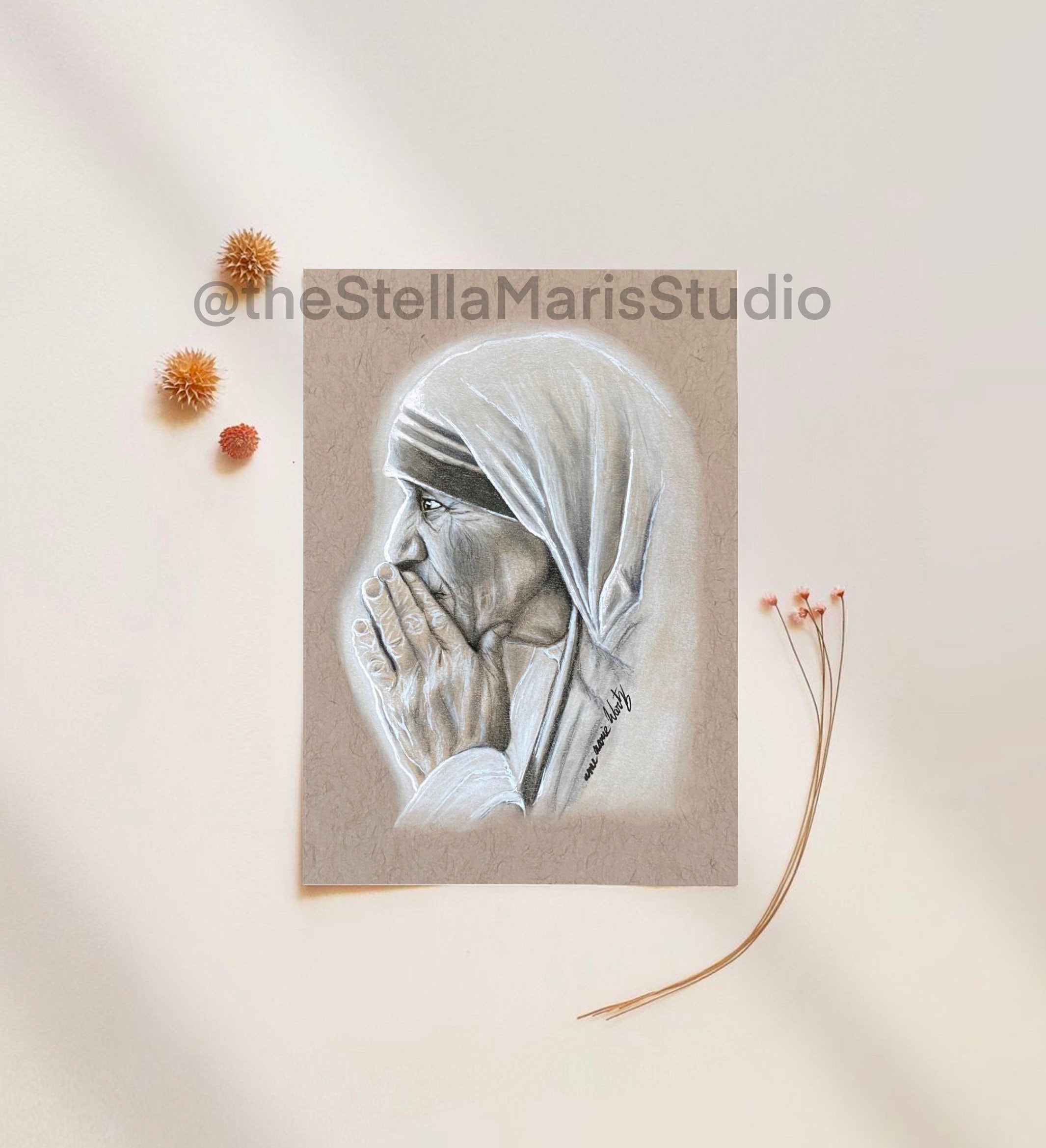 Mother Teresa | Saint Teresa of Calcutta Print of Original Graphite ...