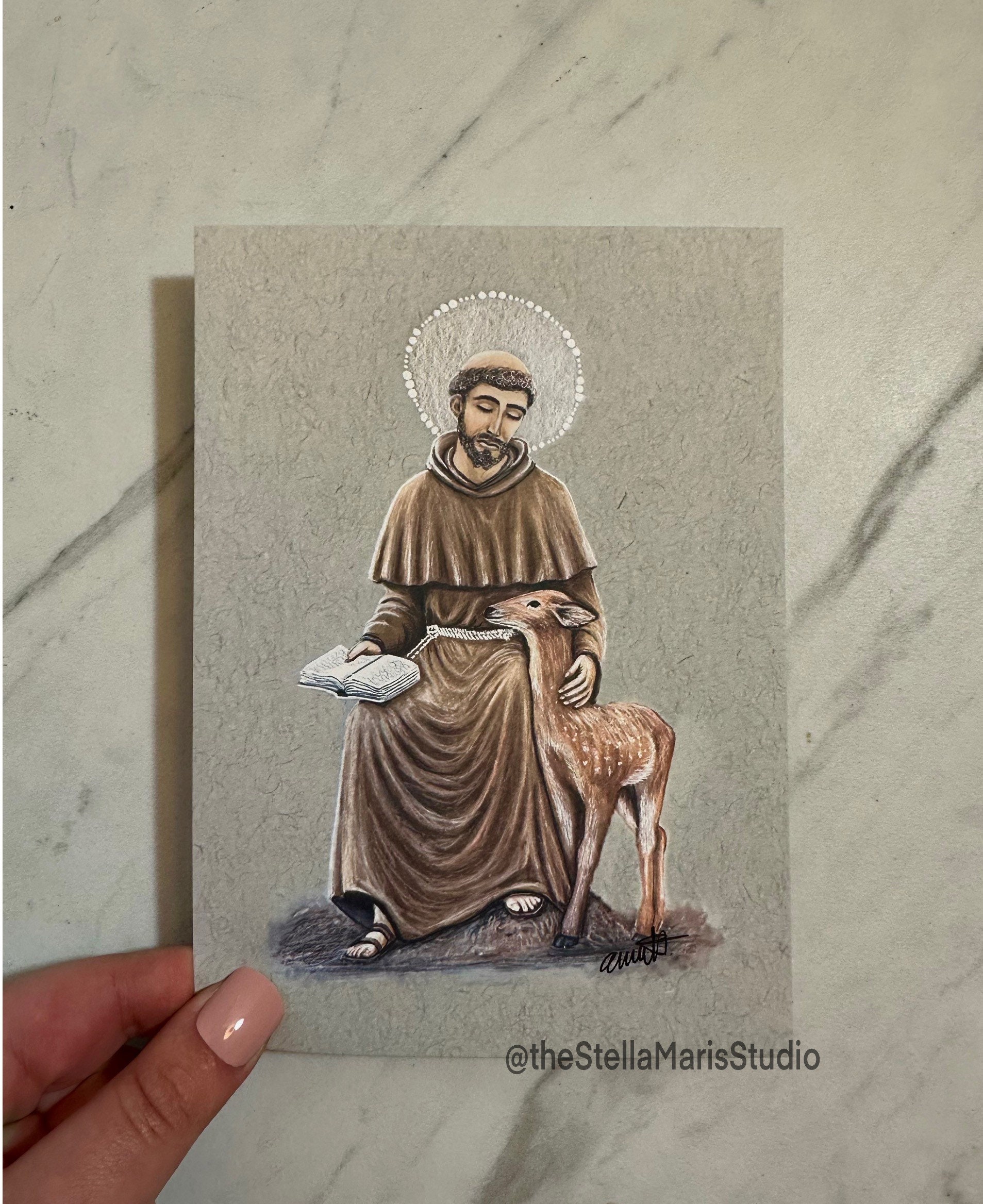 St. Francis of Assisi Drawing Print | Patron Saint of Animals | Patron ...