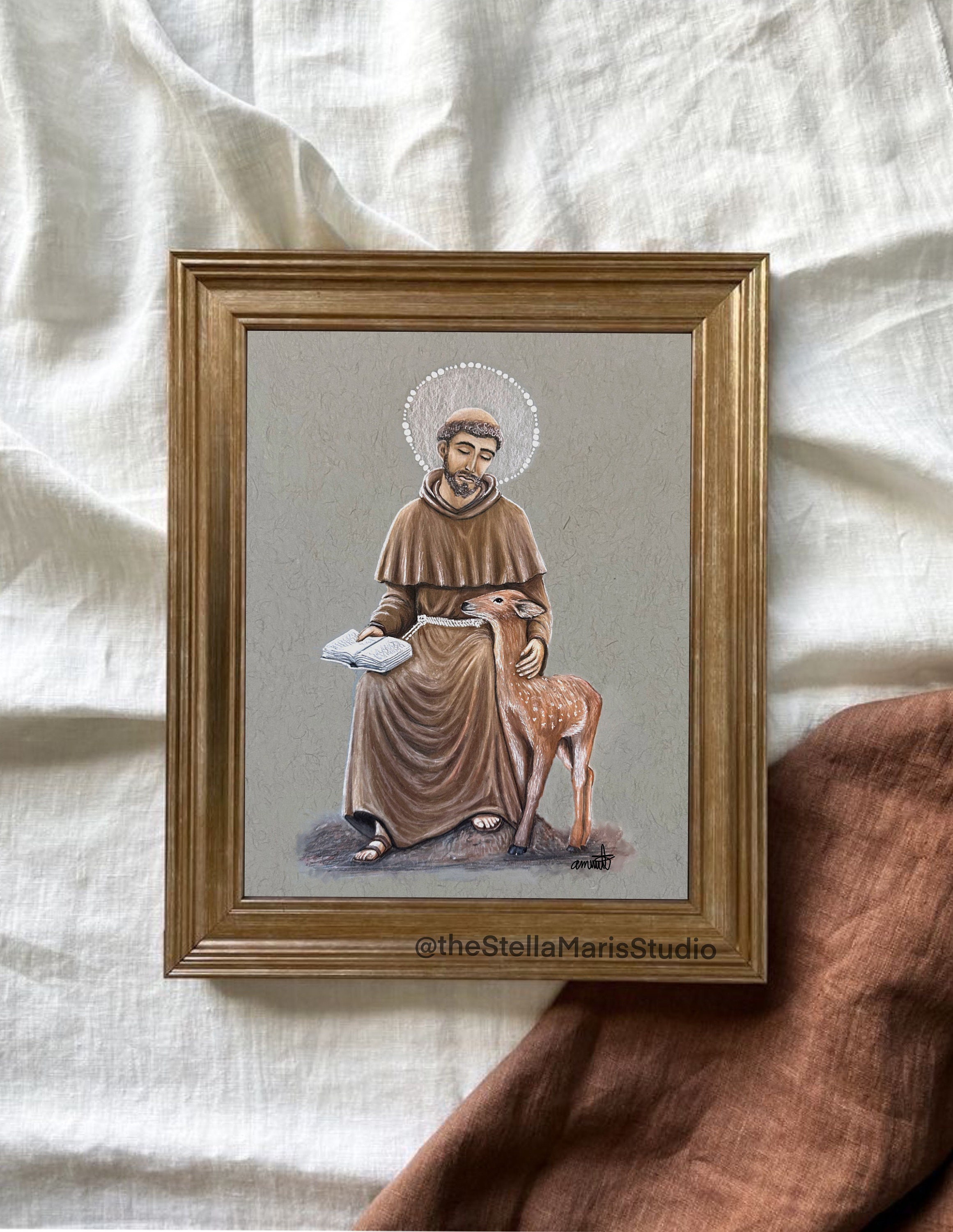 St. Francis of Assisi Drawing Print | Patron Saint of Animals | Patron ...
