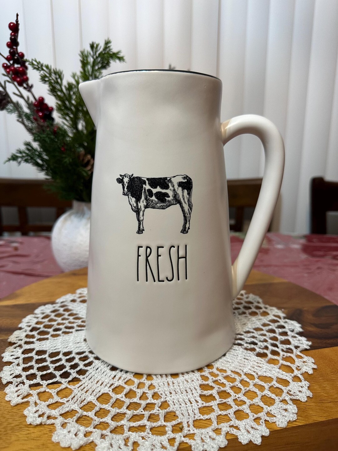 RAE Dunn Farmline Ceramic Cow FRESH Pitcher - Etsy