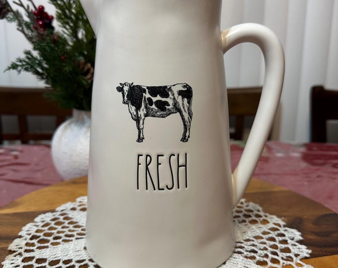 RAE Dunn Farmline Ceramic Cow “FRESH” Pitcher - Etsy