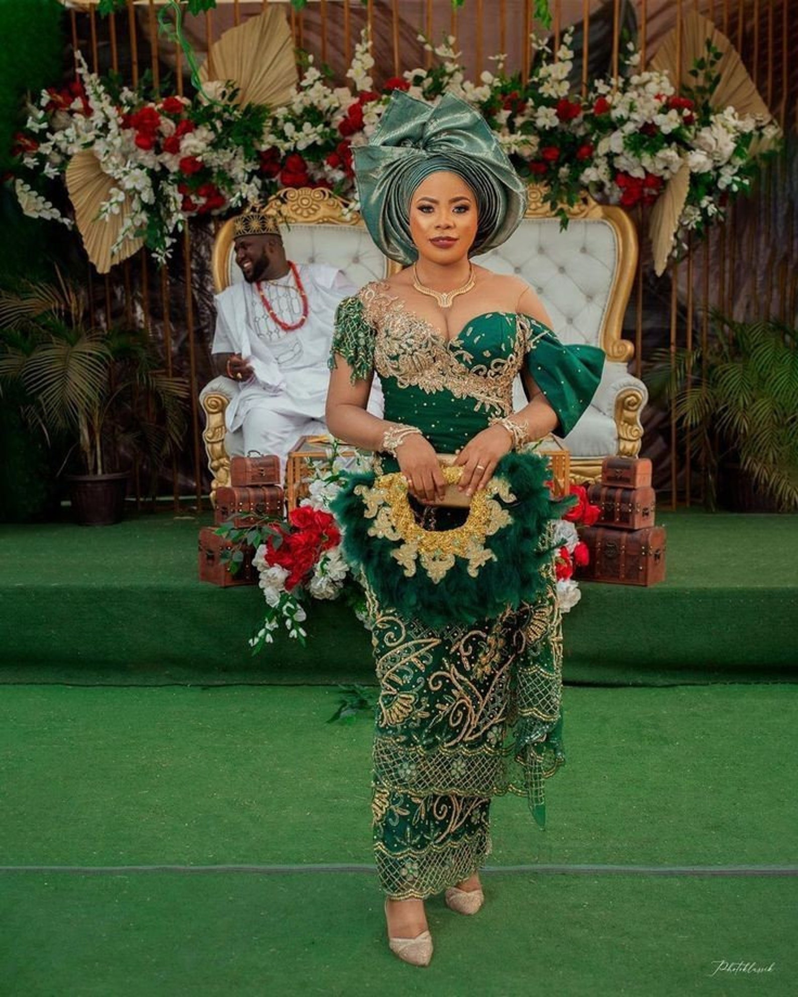 Green George Style Dress/wedding Party Guest/nigerian Lace - Etsy