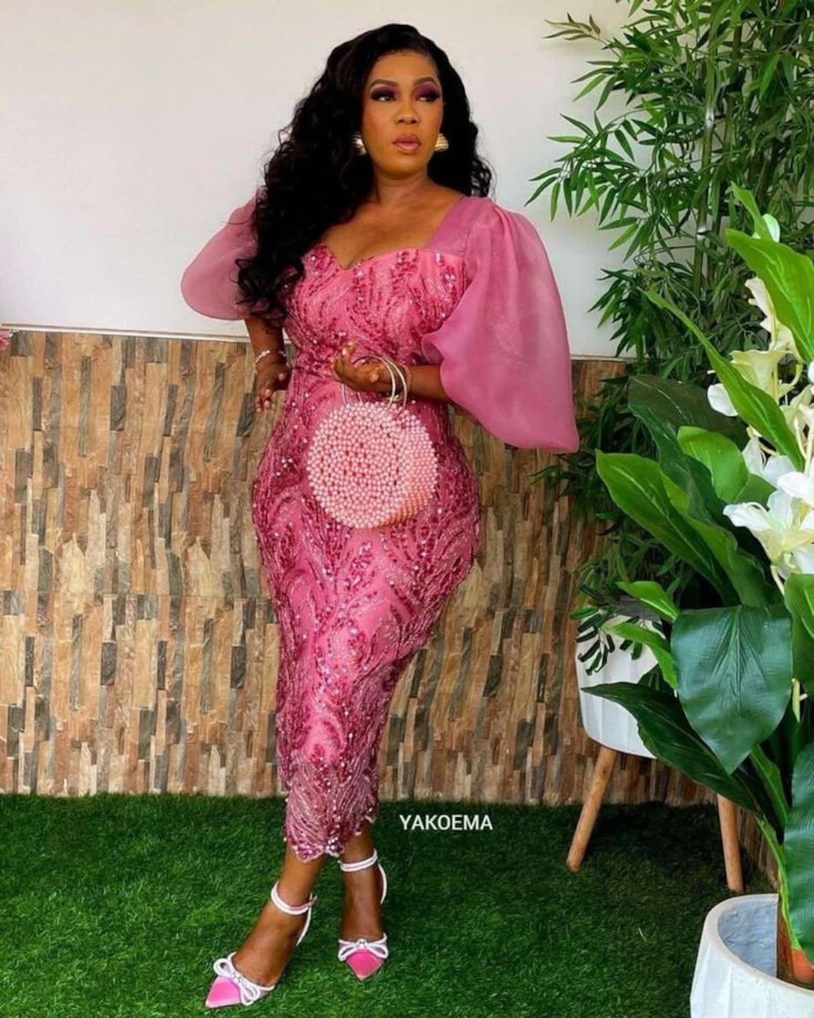 Pink African Lace Dress/wedding Party Guest/nigerian Lace Styles/buy ...