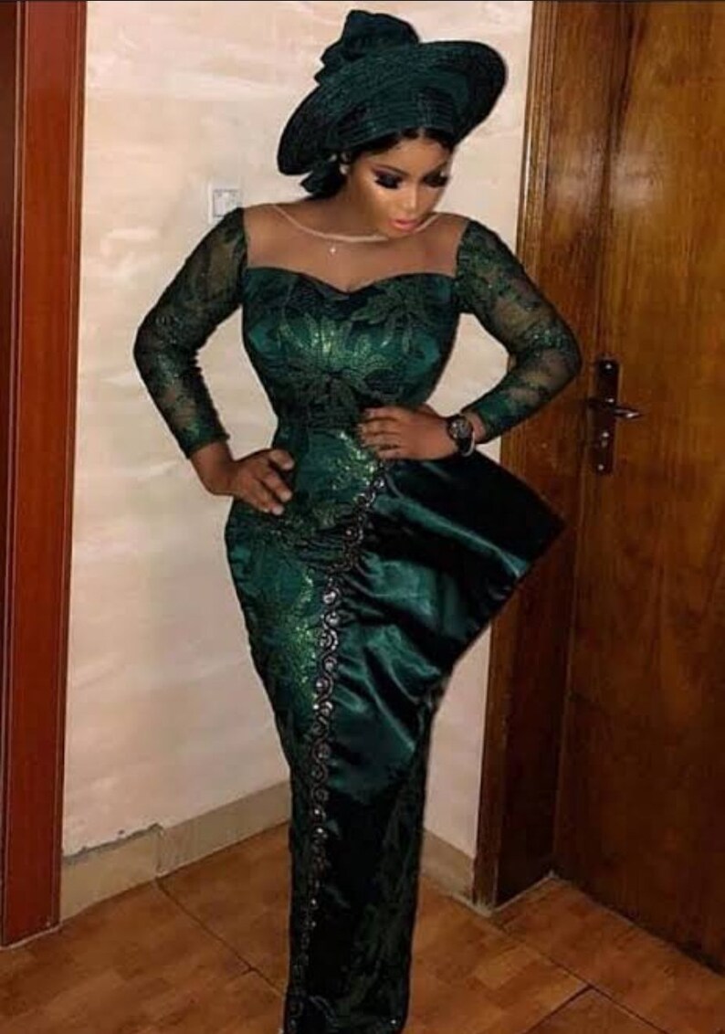 Green African Lace Dress/wedding Party Guest/nigerian Lace Styles/buy ...