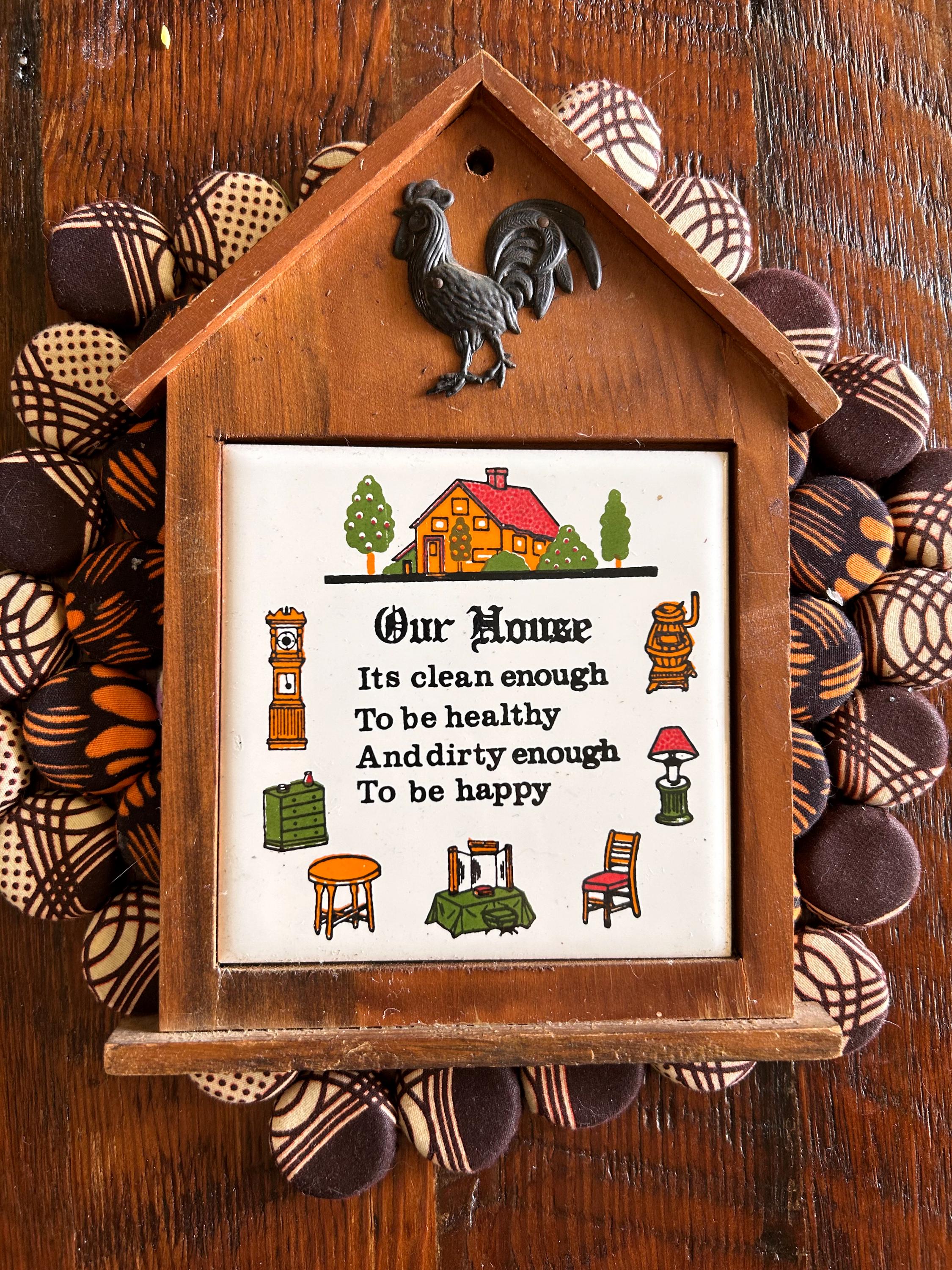 Vintage Trivet With Wood Frame - Etsy