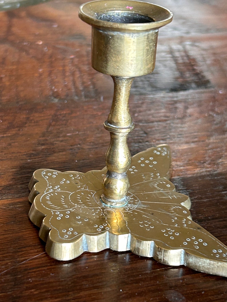 Vtg Brass Butterfly Candlestick Holder - Etsy