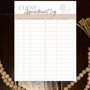Client Appointment Log, Client Info Schedule Tracker, Planner for ...