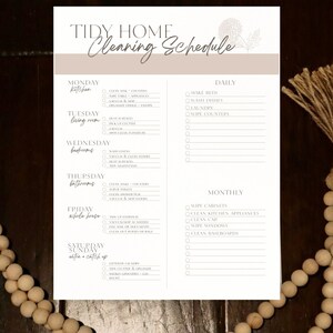 Weekly Cleaning Schedule, Printable Daily Cleaning Routine, Tidy Home ...