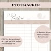 PTO Tracker Printable, Absence Tracker, Paid Time off Form, Employee ...