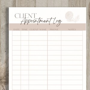 Client Appointment Log, Client Info Schedule Tracker, Planner for ...