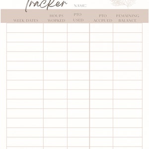 PTO Tracker Printable, Absence Tracker, Paid Time off Form, Employee ...