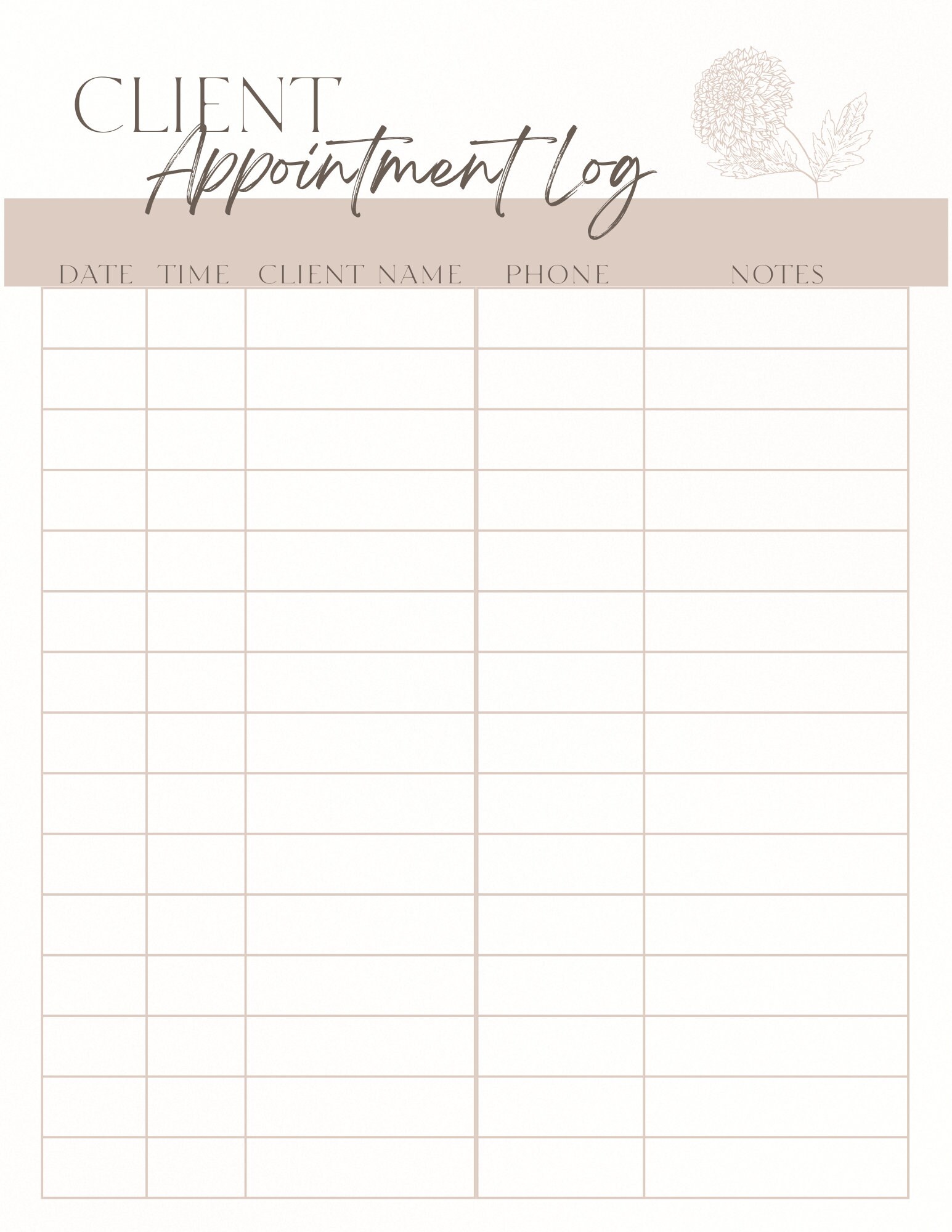 Client Appointment Log, Client Info Schedule Tracker, Planner for ...
