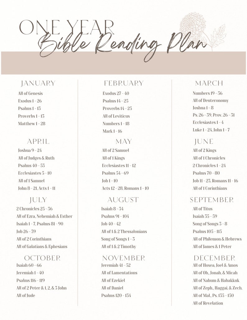 Bible One Year Reading Plan, Read the Whole Bible in a Year, 365 Days ...