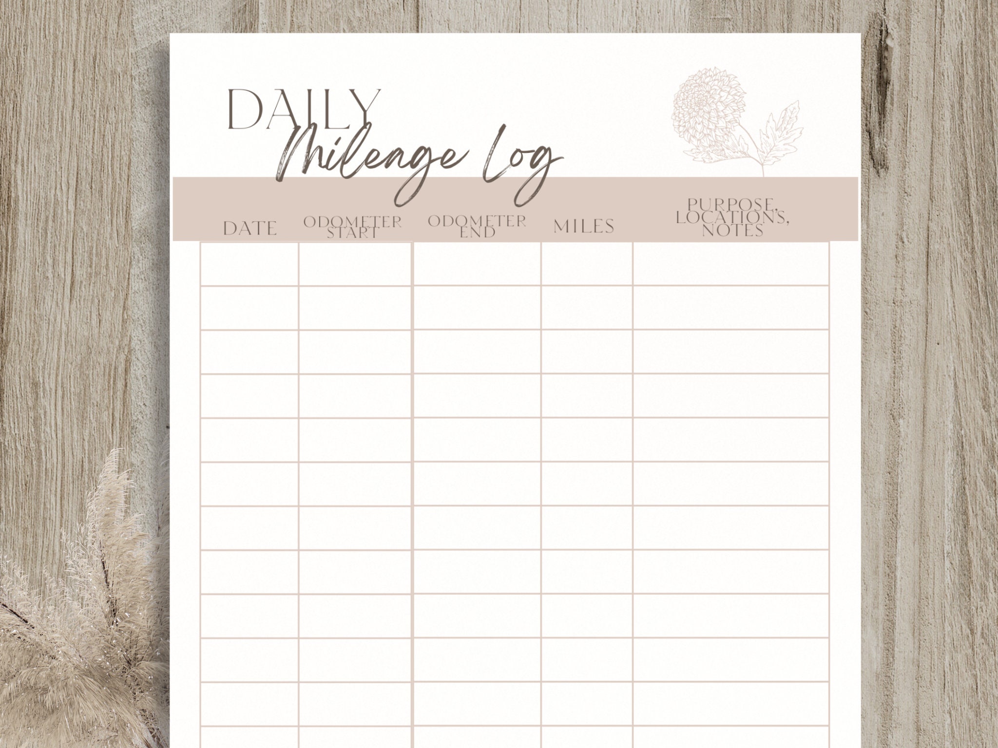 Daily Mileage Log, Printable Mileage Tracker Log Book, Vehicle Work ...