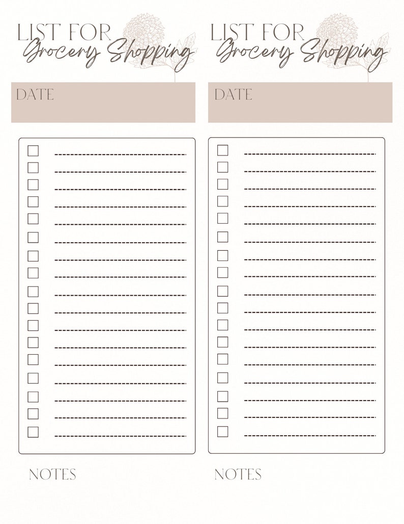 Printable Grocery List, Food Shopping Checklist, Instant Download, Meal ...