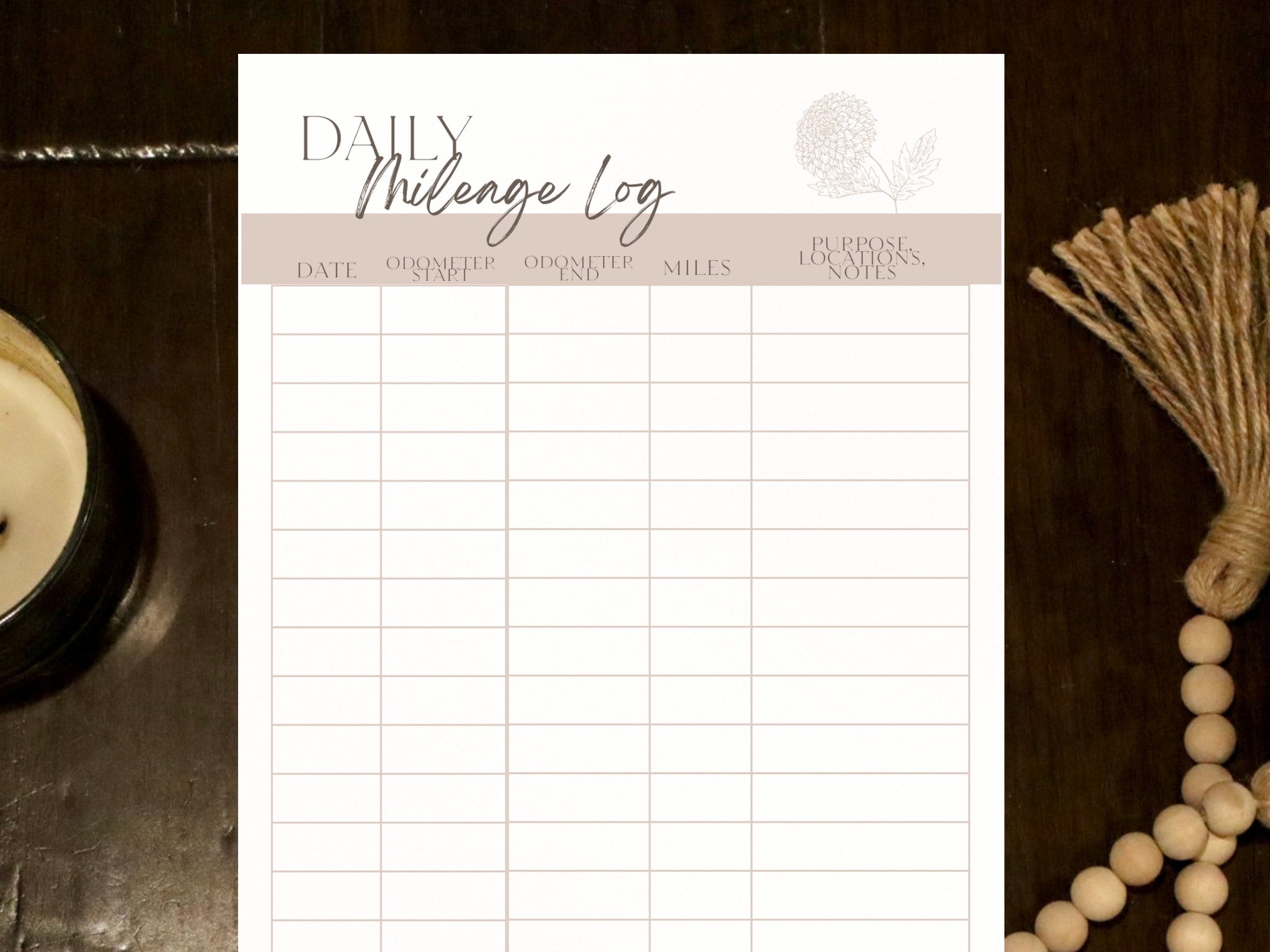 Daily Mileage Log, Printable Mileage Tracker Log Book, Vehicle Work ...