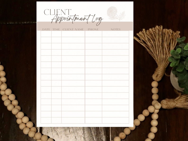 Client Appointment Log, Client Info Schedule Tracker, Planner for ...