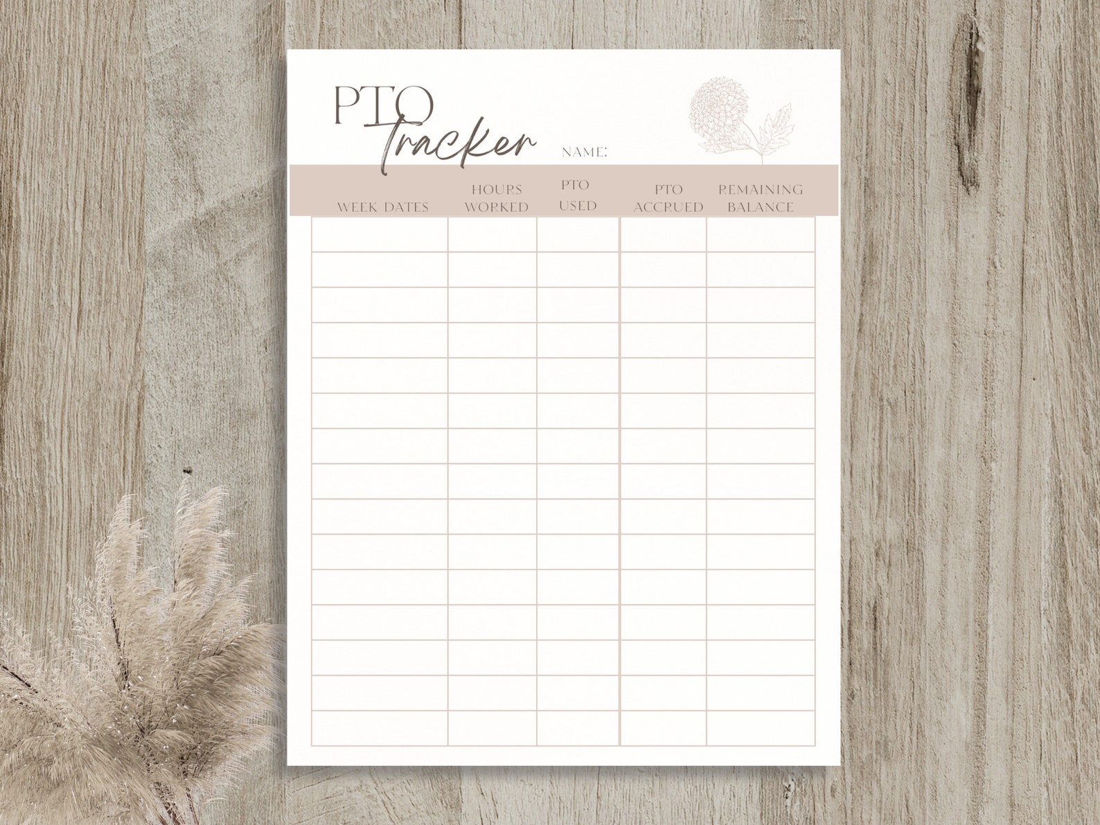 PTO Tracker Printable, Absence Tracker, Paid Time off Form, Employee ...