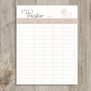 PTO Tracker Printable, Absence Tracker, Paid Time off Form, Employee ...