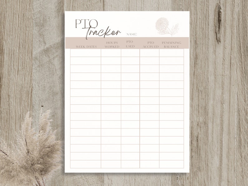 PTO Tracker Printable, Absence Tracker, Paid Time off Form, Employee ...