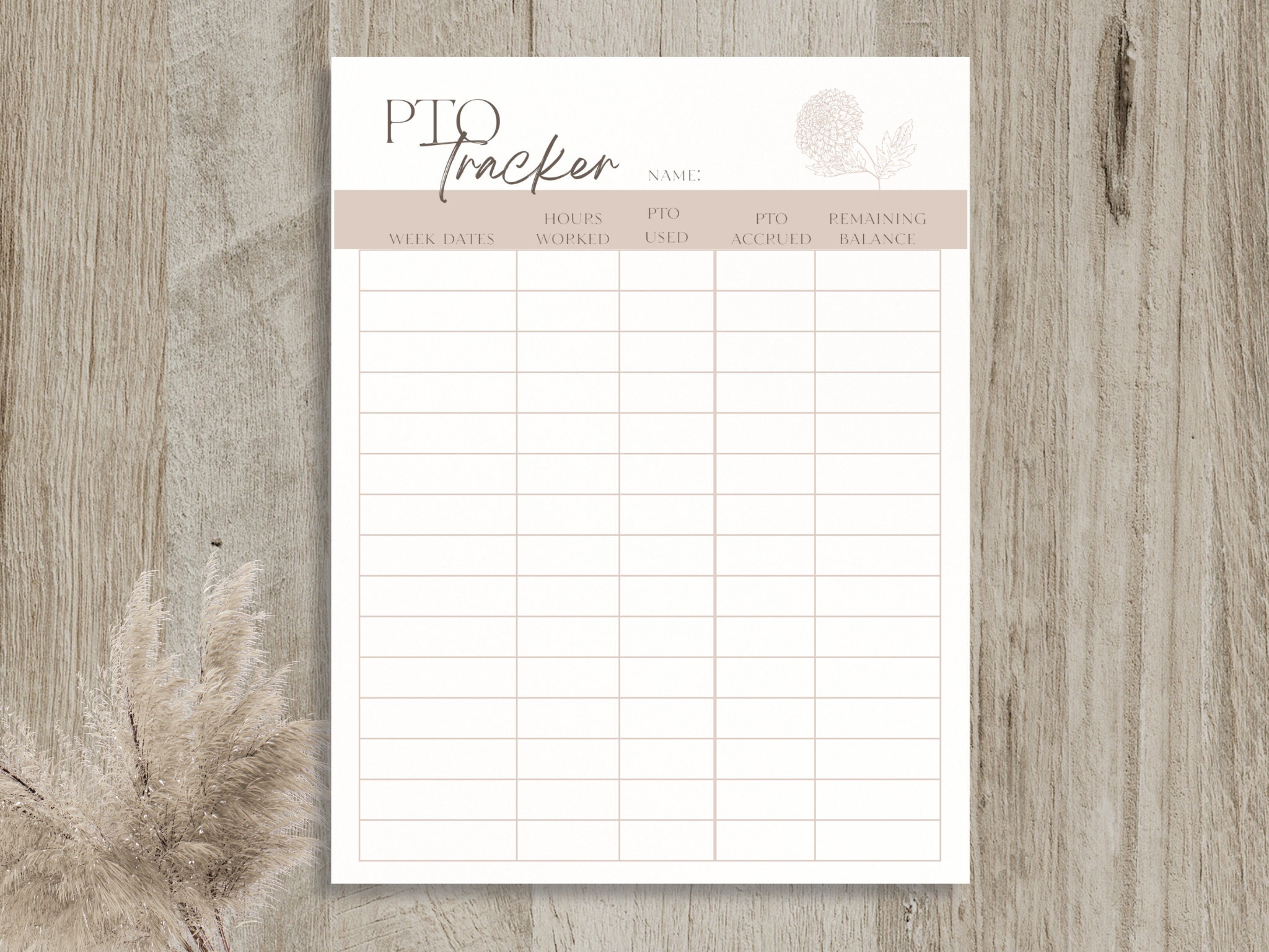 PTO Tracker Printable, Absence Tracker, Paid Time off Form, Employee ...