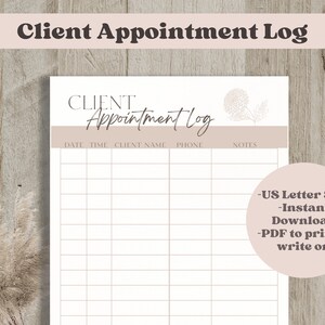 Client Appointment Log, Client Info Schedule Tracker, Planner for ...