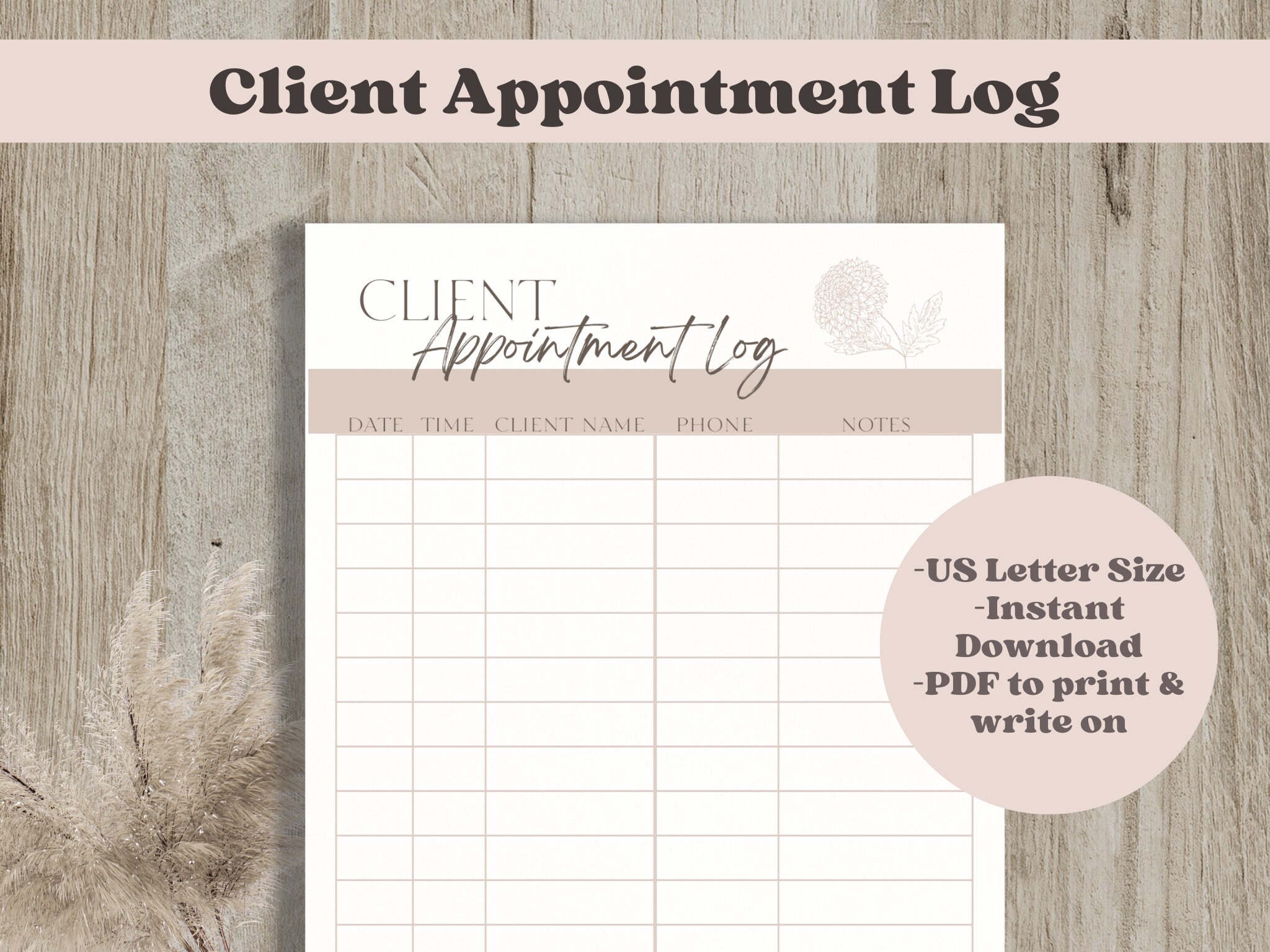 Client Appointment Log, Client Info Schedule Tracker, Planner for ...