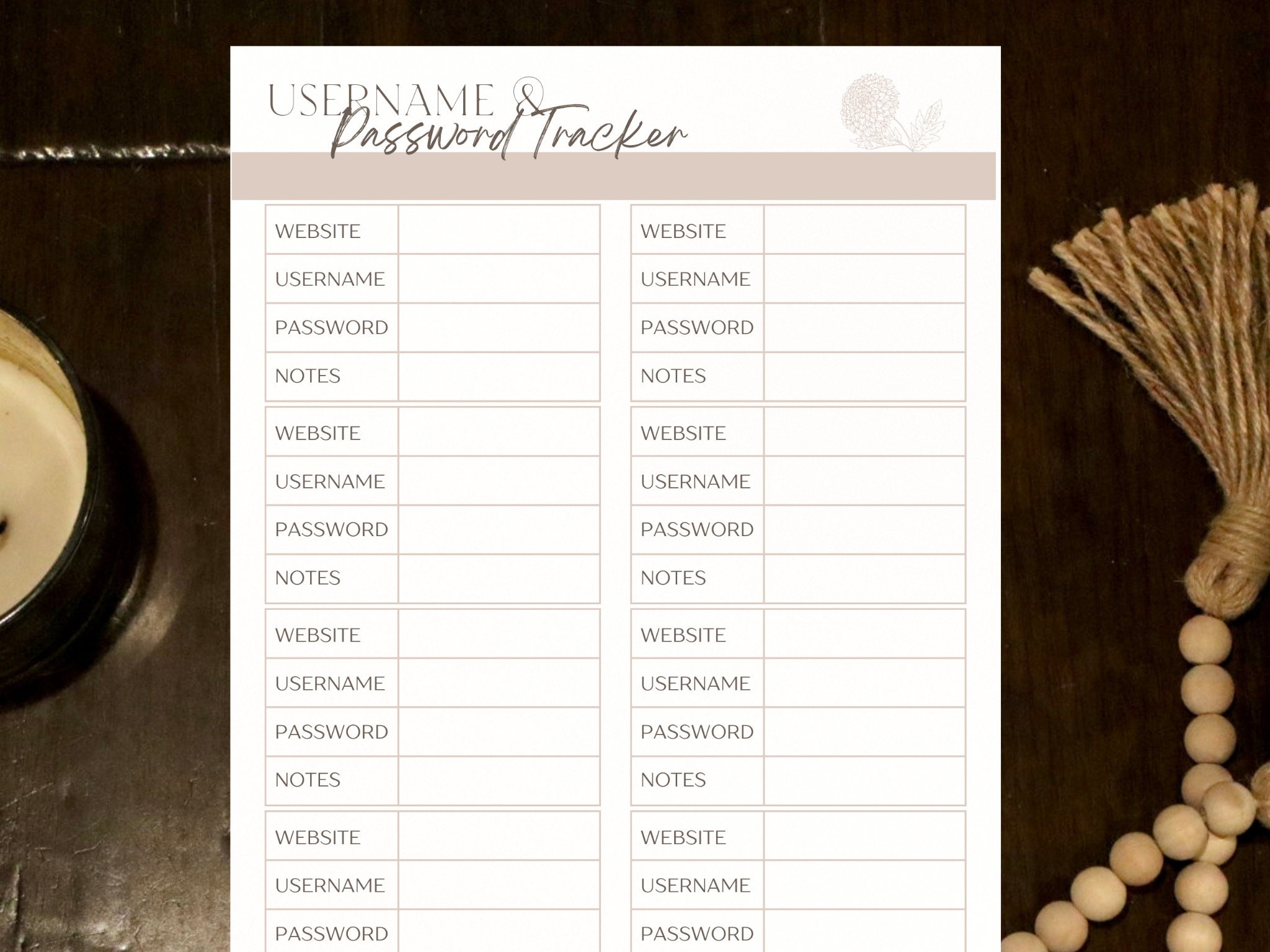 Printable Password Tracker, Username and Password Log, Password Keeper ...