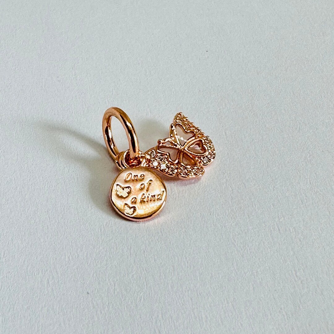 Authentic Pandora Charms, Pink Butterfly & Quote Double Dangle Charm ...