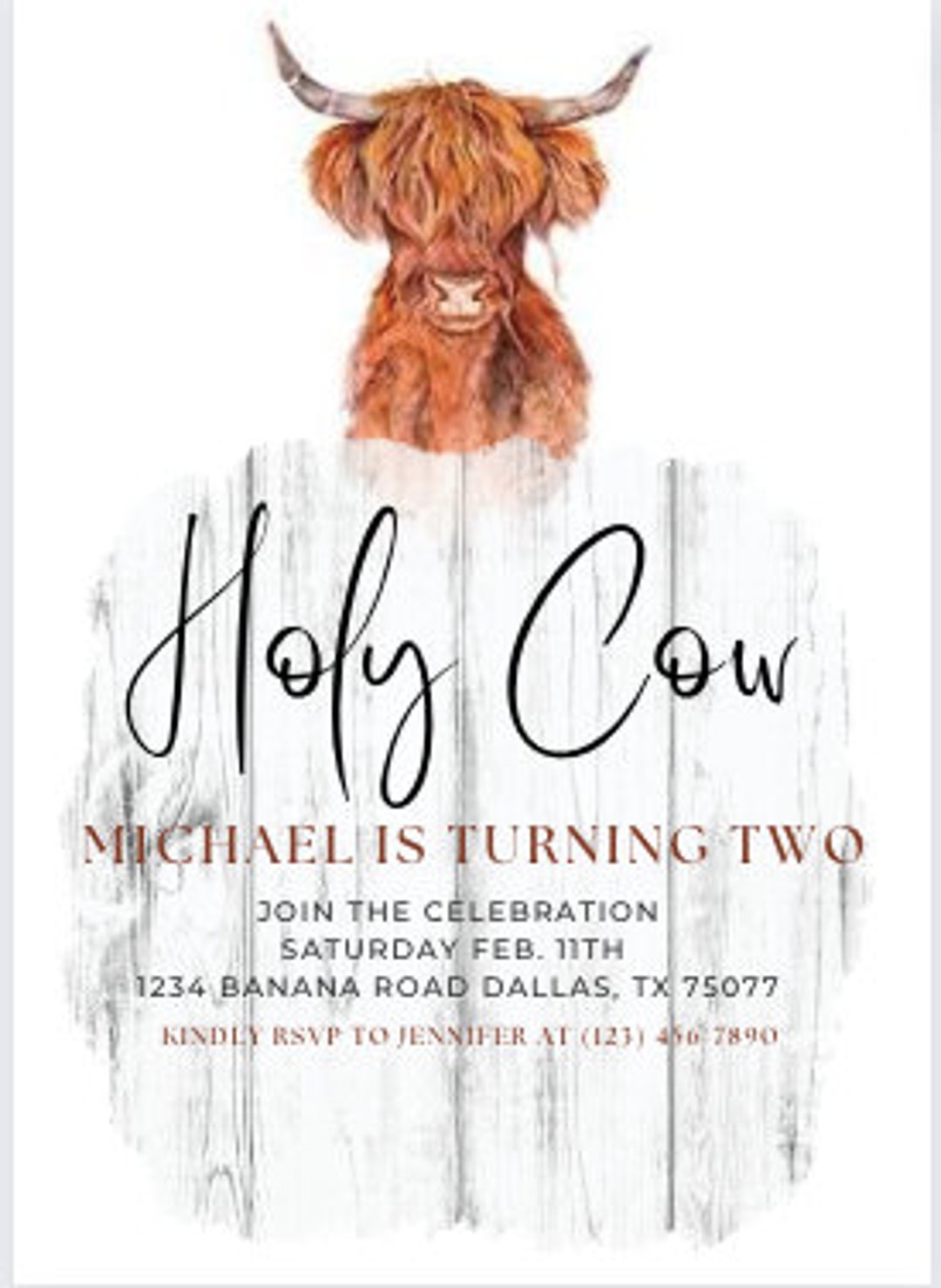 Highland Cow Invitation - Etsy