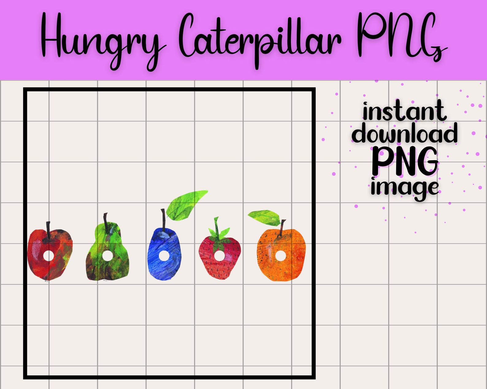 Hungry Caterpillar Fruit Line PNG, Eric Carle Clip Art (digital ...