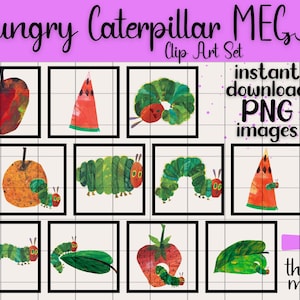 The Very Hungry Caterpillar Clip Art Set | Transparent PNG Digital ...