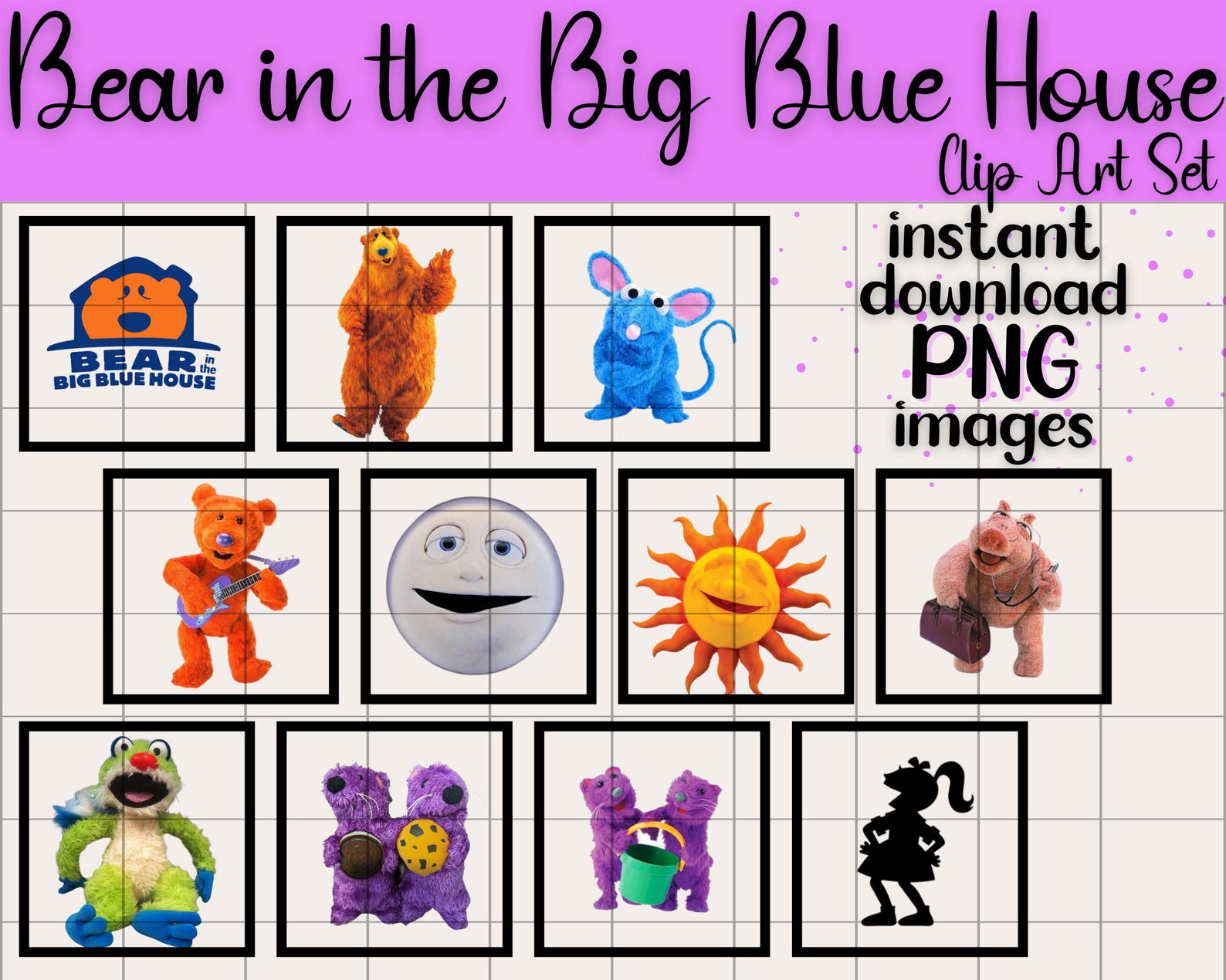 The Bear in the Big Blue House Puppet Transparent Clip Art PNG Set ...