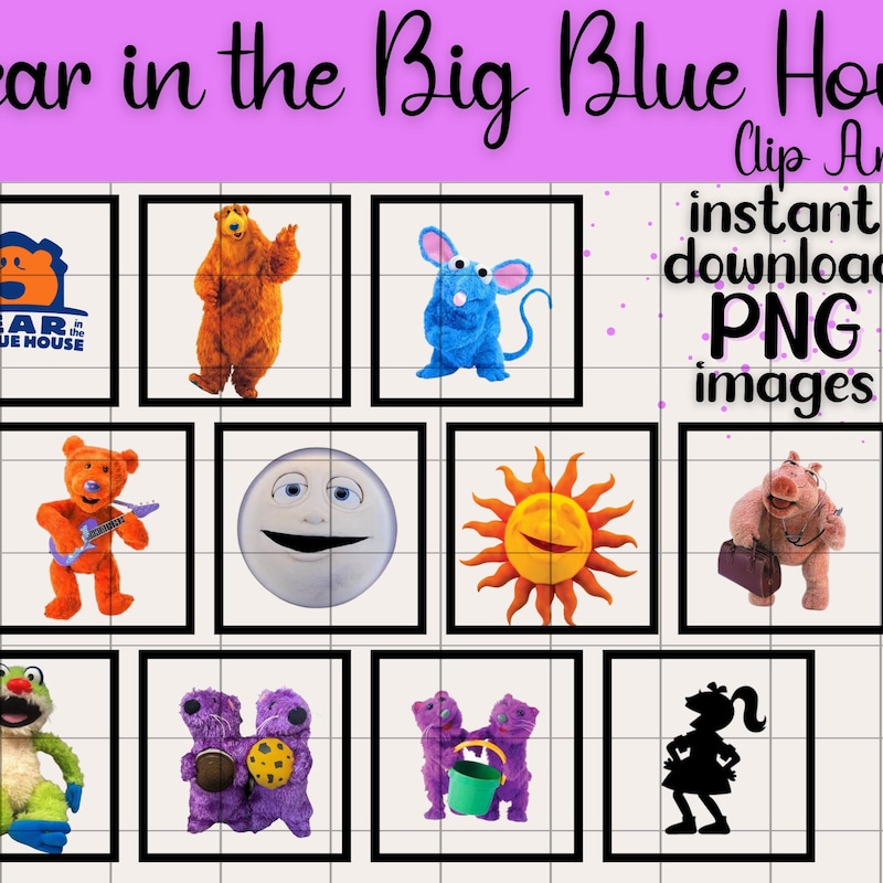 Blue Bear Clipart Moon - Etsy