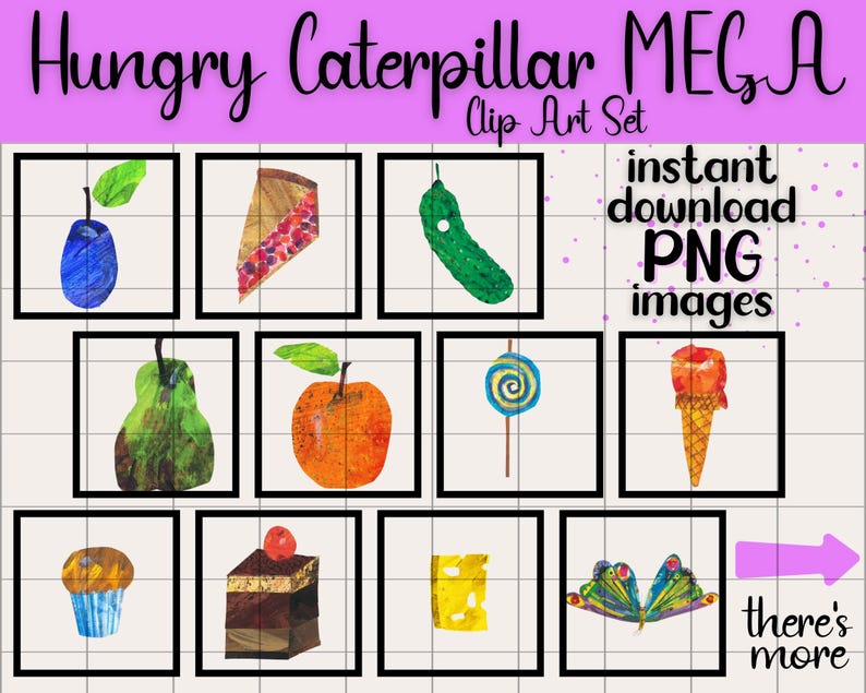 The Very Hungry Caterpillar Clip Art Set | Transparent PNG Digital ...