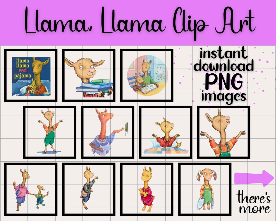 Llama Llama Clip Art Set | Transparent PNG (digital Download) - Etsy