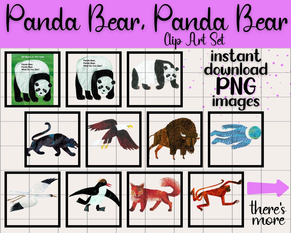 Panda Bear What Do You See? Clip Art Set | Transparent PNG Digital ...