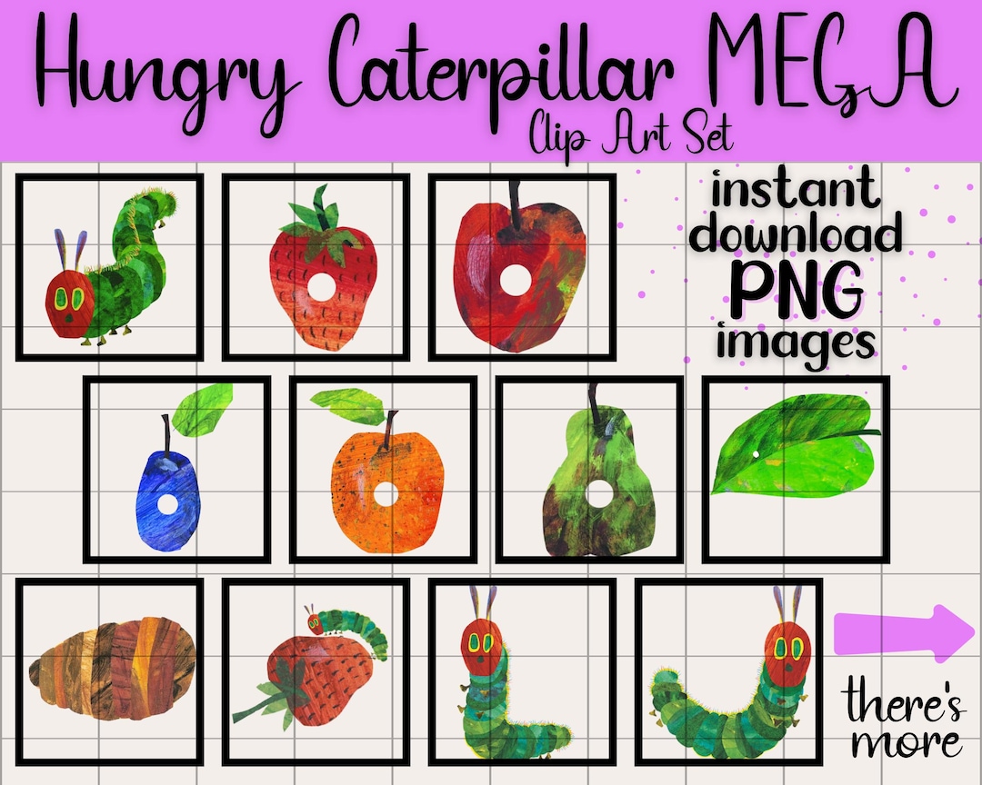 The Very Hungry Caterpillar Clip Art Set | Transparent PNG Digital ...